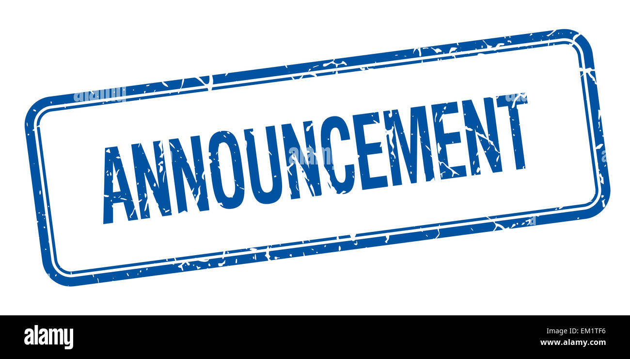 announcement blue square grungy vintage isolated stamp Stock Photo - Alamy