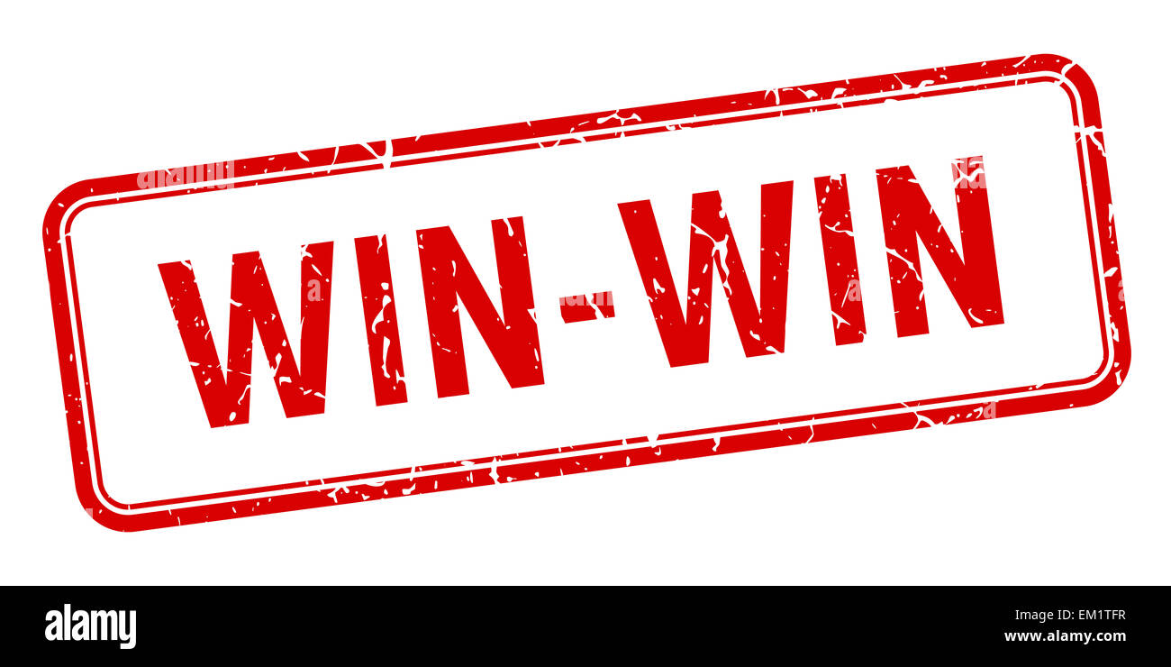 win-win red square grungy vintage isolated stamp Stock Photo - Alamy