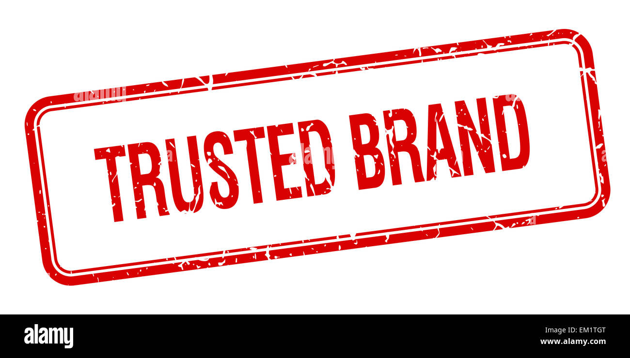 trusted brand red square grungy vintage isolated stamp Stock Photo - Alamy