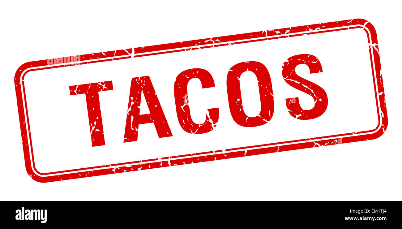 tacos red square grungy vintage isolated stamp Stock Photo - Alamy