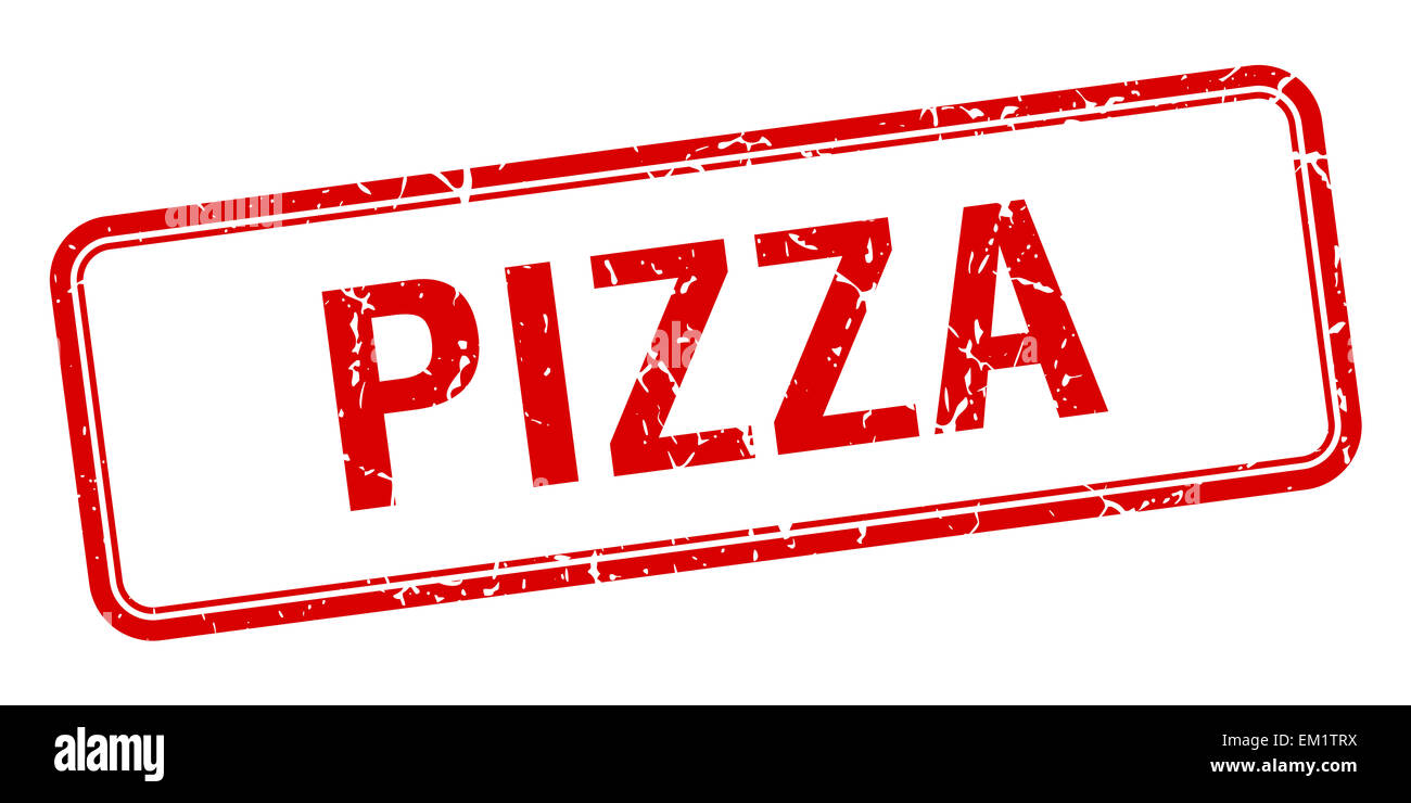 pizza red square grungy vintage isolated stamp Stock Photo - Alamy