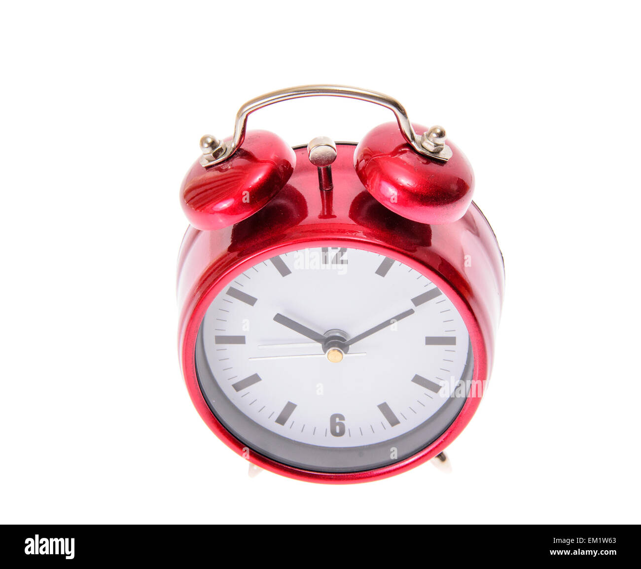 Old fashioned red alarm clock Cut Out Stock Images & Pictures - Alamy