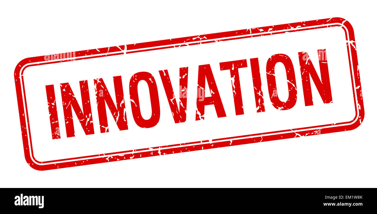 innovation red square grungy vintage isolated stamp Stock Photo - Alamy