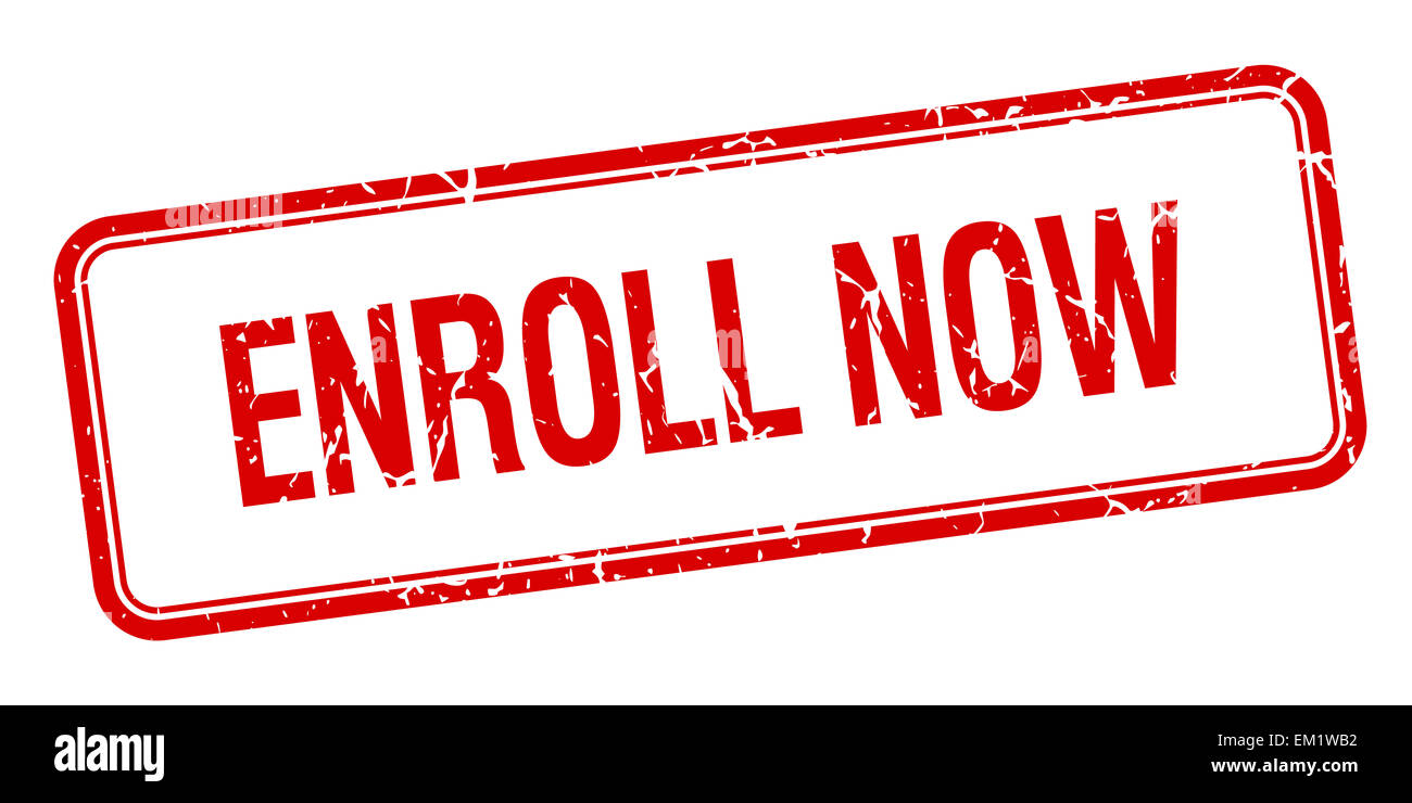 enroll now red square grungy vintage isolated stamp Stock Photo - Alamy