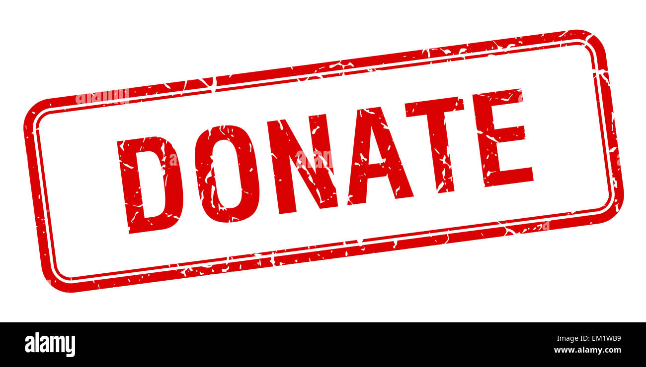 donate red square grungy vintage isolated stamp Stock Photo - Alamy