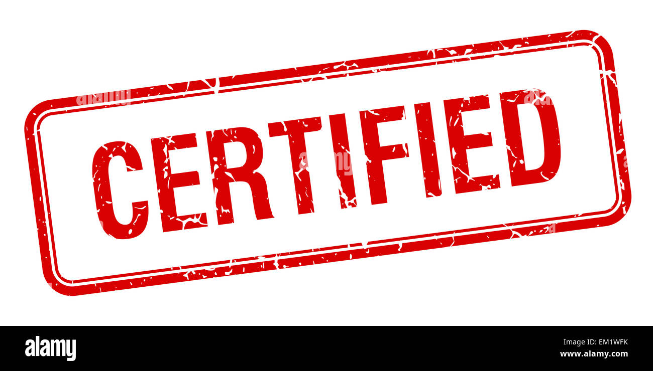 certified red square grungy vintage isolated stamp Stock Photo - Alamy