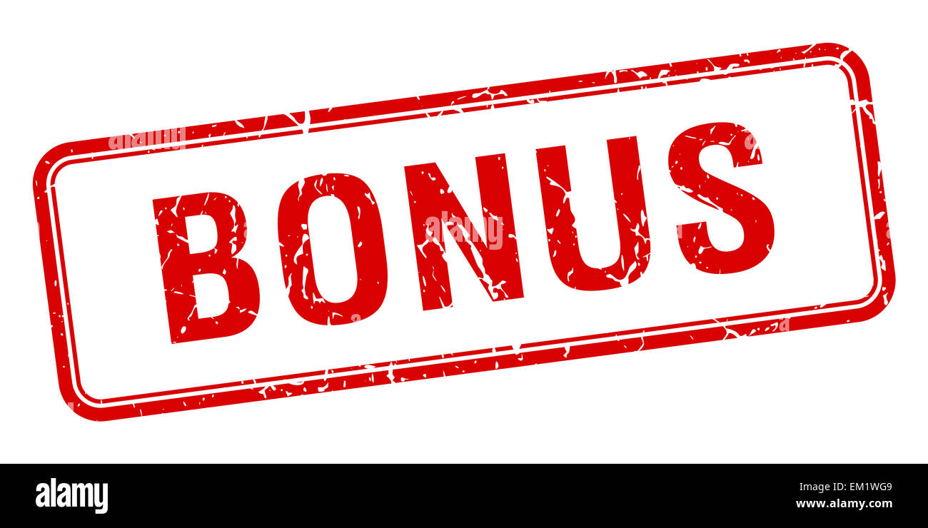 bonus red square grungy vintage isolated stamp Stock Photo - Alamy