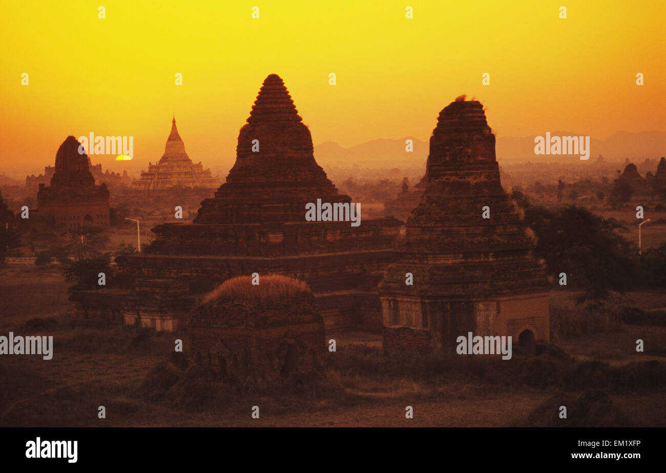Burma (Myanmar), Bagan, Temples at sunset; Shwesandaw Paya Stock Photo - Alamy