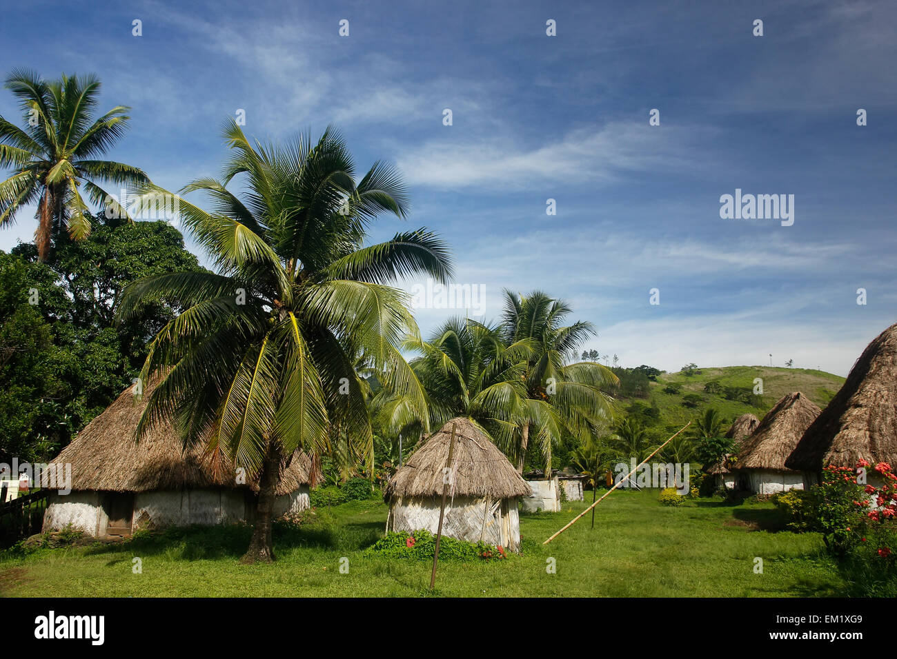 Traditional fijian house with thatched roof hi-res stock photography ...