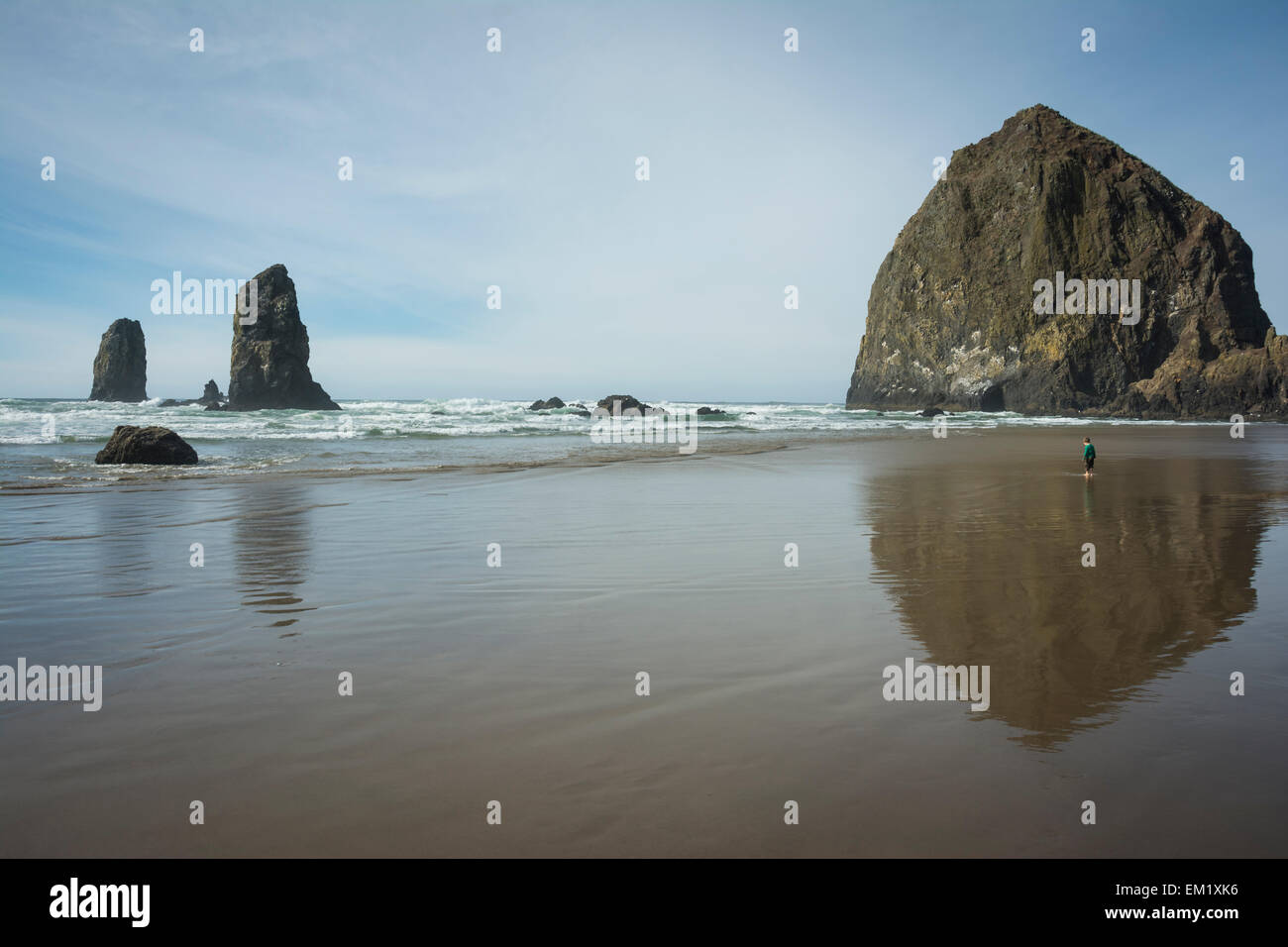 Haystack rock cannon beach person hi-res stock photography and images ...