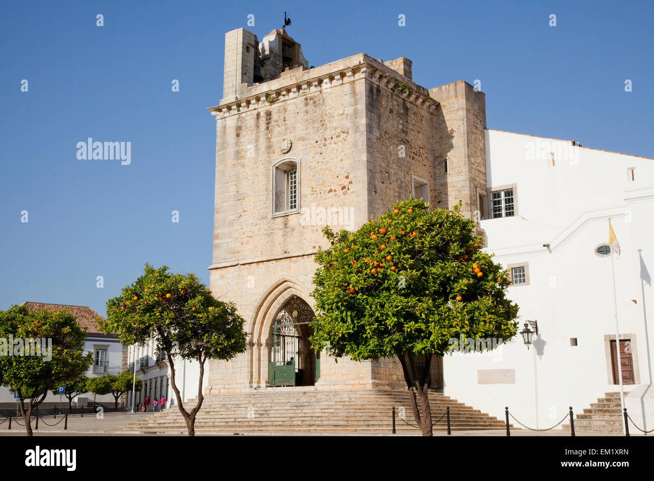 Front Steps And Entrance Of A Building; Faro Algarve Portugal Stock ...