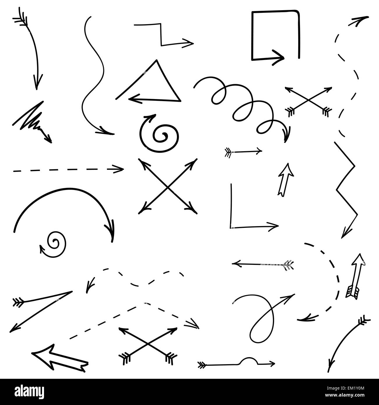 Thin hand drawn arrows Cut Out Stock Images & Pictures - Alamy