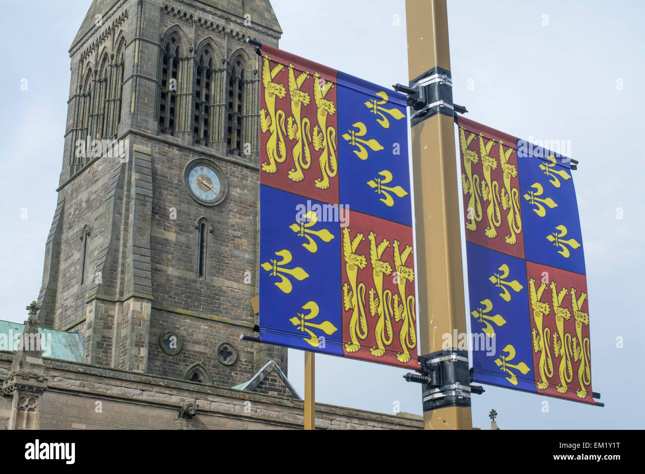 English Royal Standard Royalty Flag of England outside Leicester ...