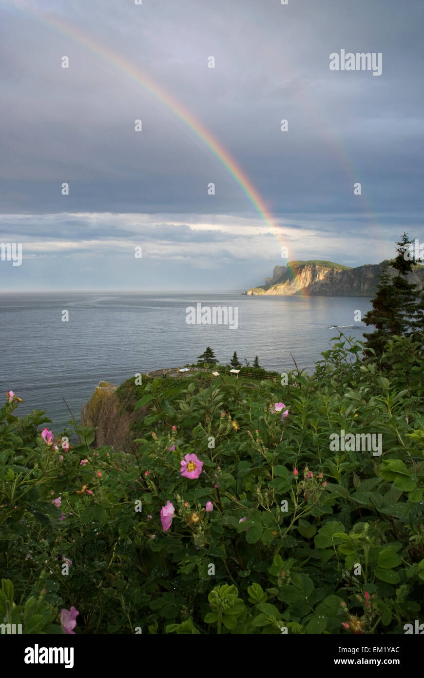 Double Rainbow On A Seaside Cliff; Quebec Canada Stock Photo - Alamy