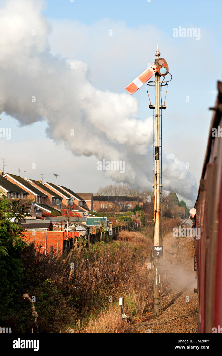 Lower Quadrant Stop Semaphore Signals seen from a steam train Stock ...