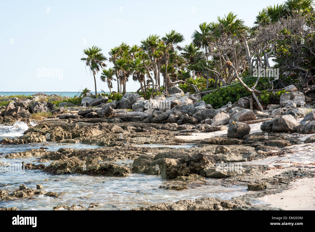 Oceanside shot of Mexico's Maya Riviera on the Caribbean Sea Stock ...