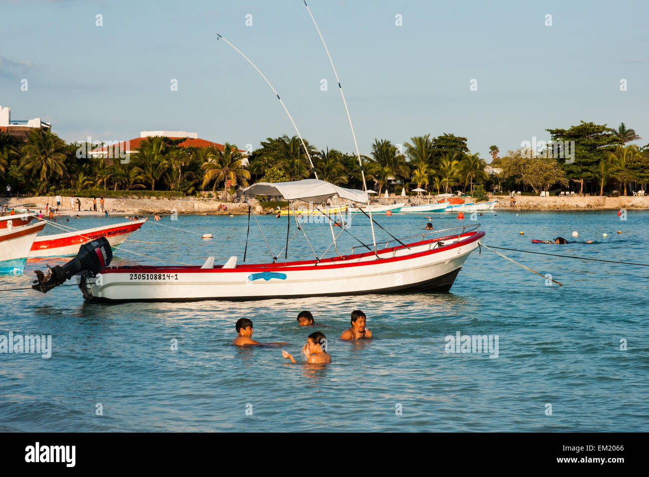Mexico's Maya Riviera and fishing boats by the ocean Stock Photo - Alamy