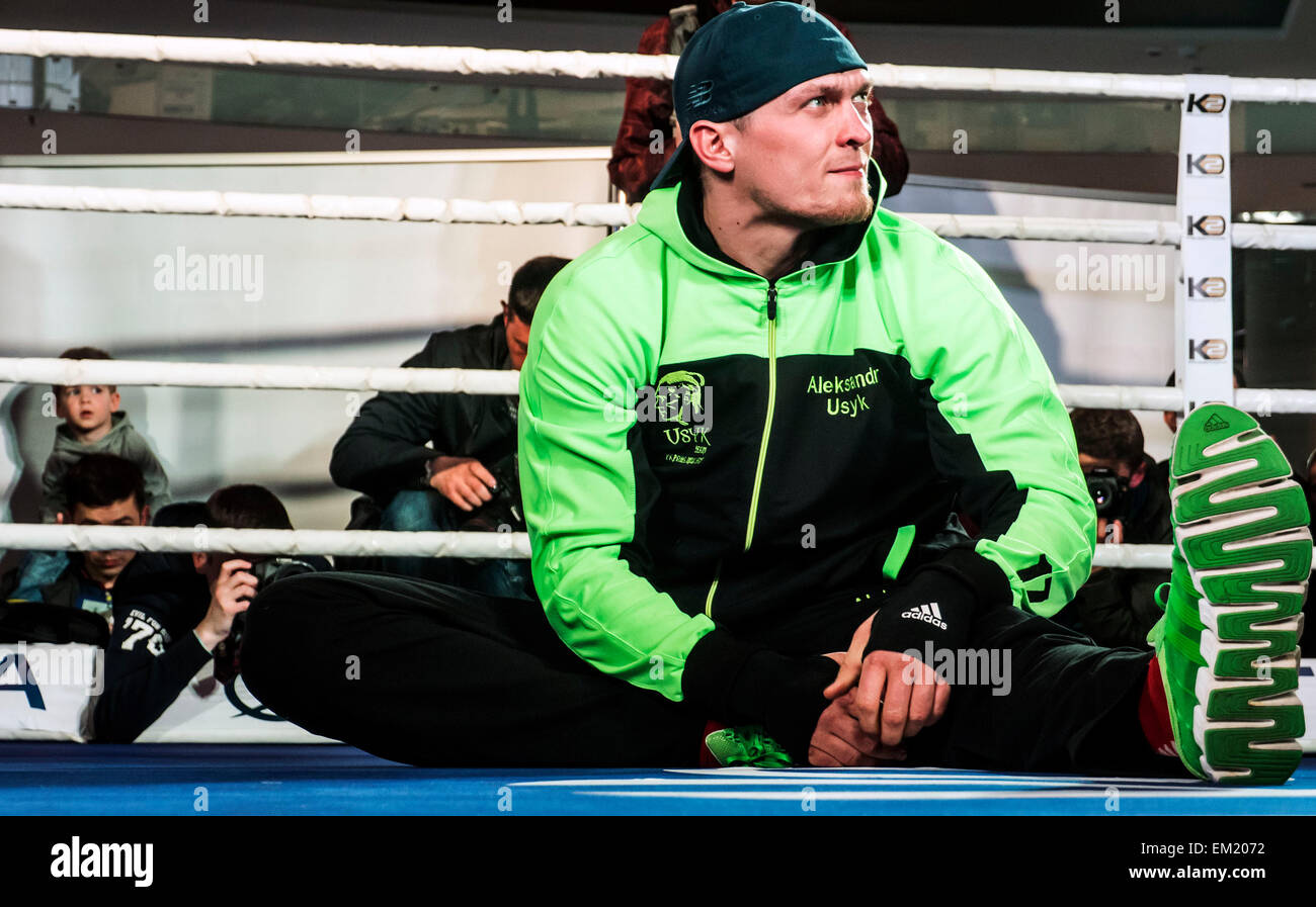 Kiev, Ukraine. 15th April, 2015. Was opened on training Aleksandr Usyk ...