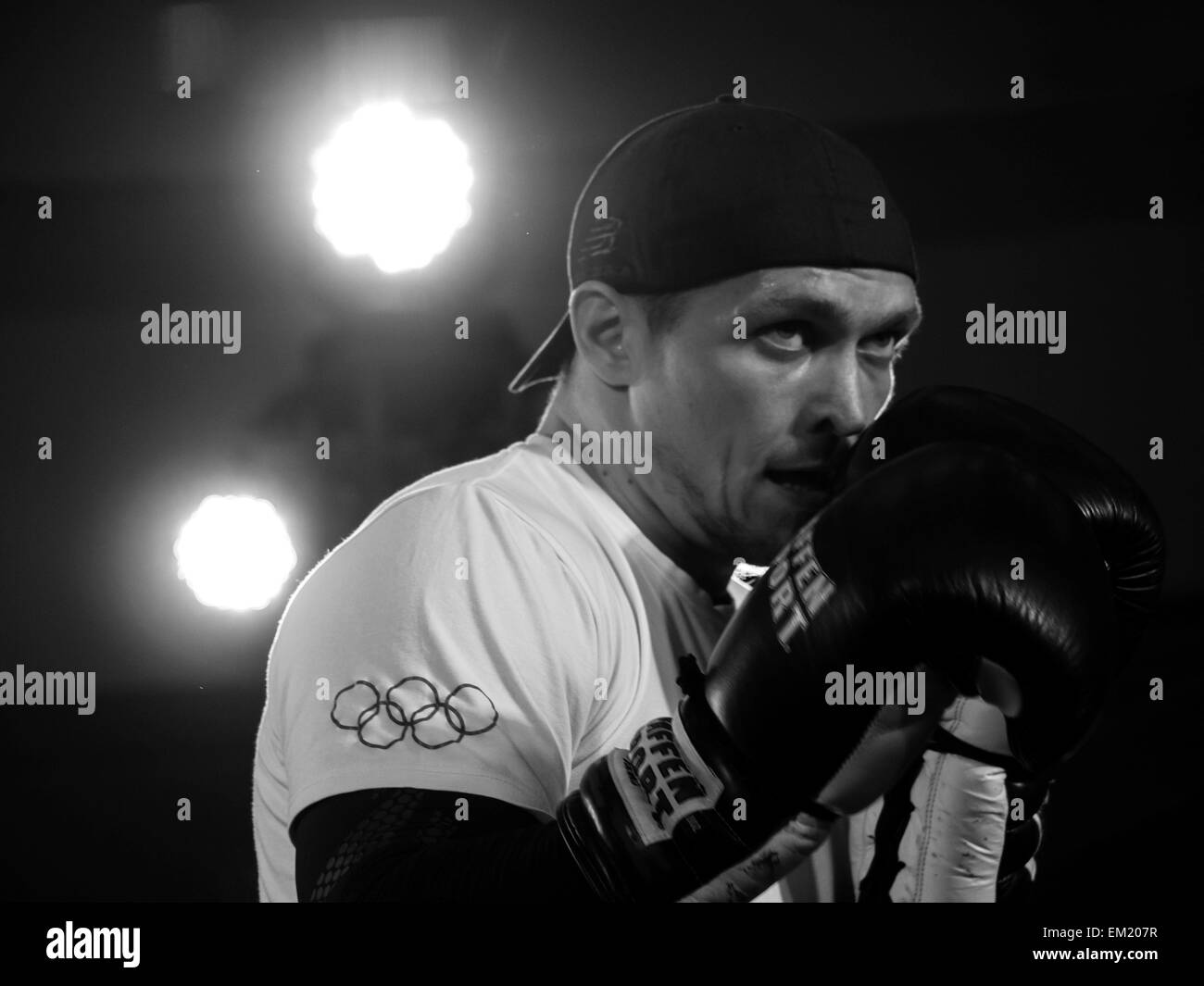 Kiev, Ukraine. 15th April, 2015. Was opened on training Aleksandr Usyk ...