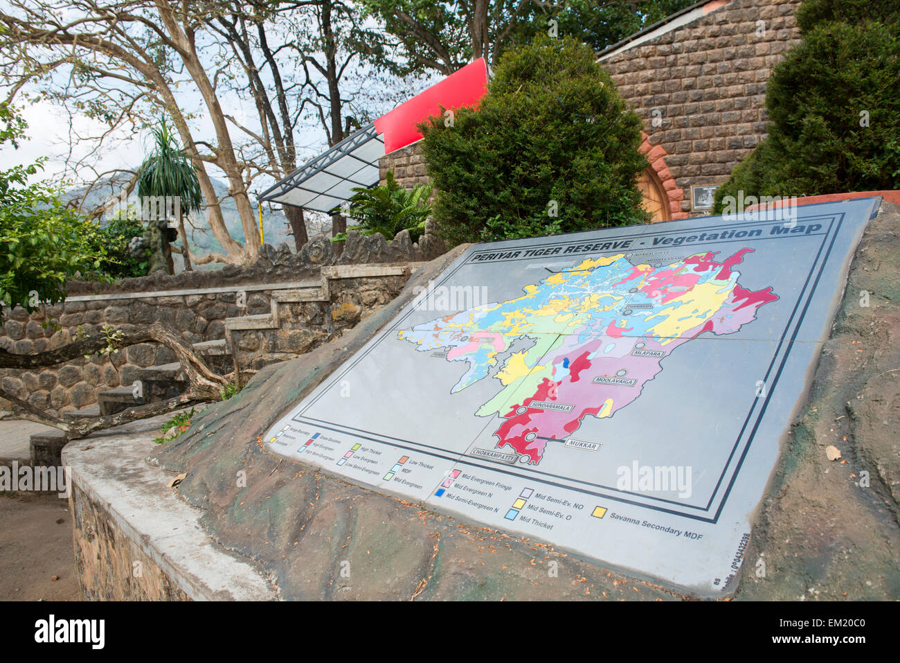 Map at the Visitors Centre in the Periyar Reserve in Thekkady, Kerala ...