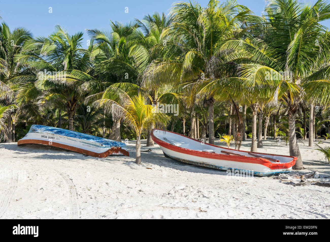 Mexico's Maya Riviera and fishing boats by the ocean Stock Photo - Alamy
