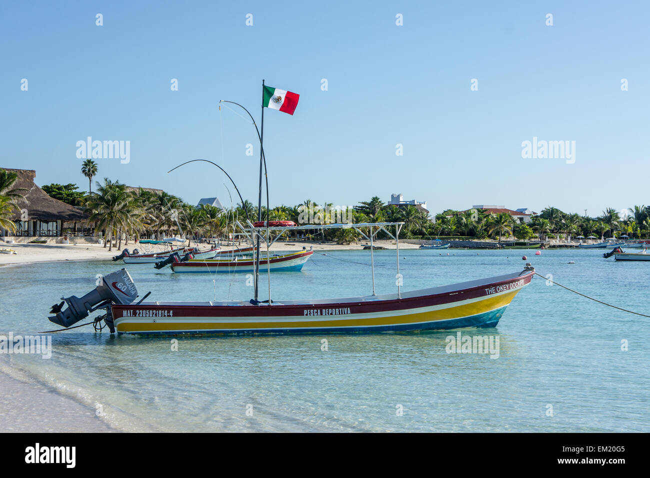 Mexico's Maya Riviera and fishing boats by the ocean Stock Photo - Alamy