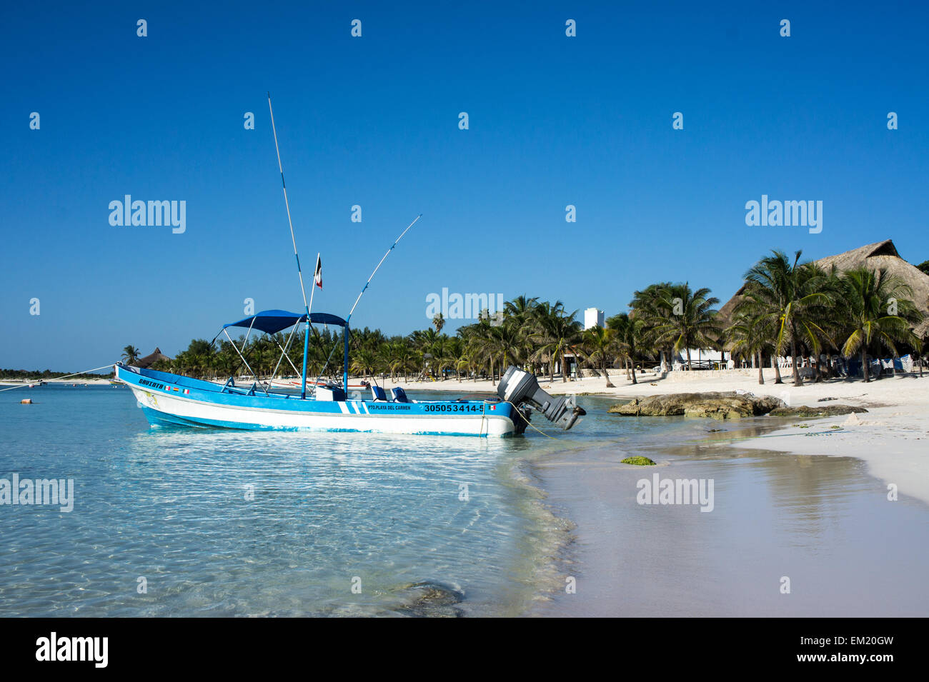 Mexico's Maya Riviera and fishing boats by the ocean Stock Photo - Alamy