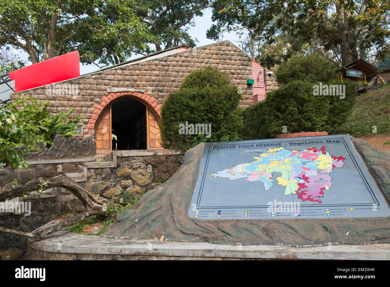 Map at the Visitors Centre in the Periyar Reserve in Thekkady, Kerala ...