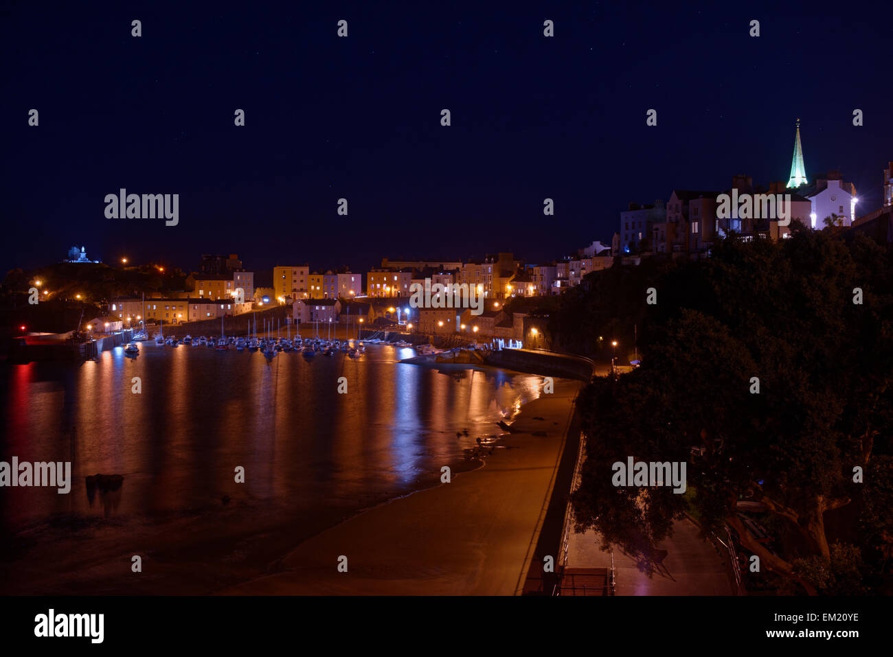 Tenby Harbour at Night, Wales, UK Stock Photo - Alamy