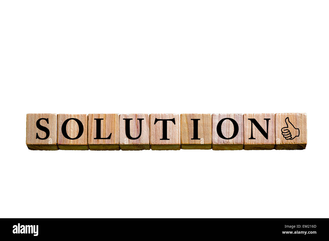 Word SOLUTION. Wooden small cubes with letters isolated on white ...