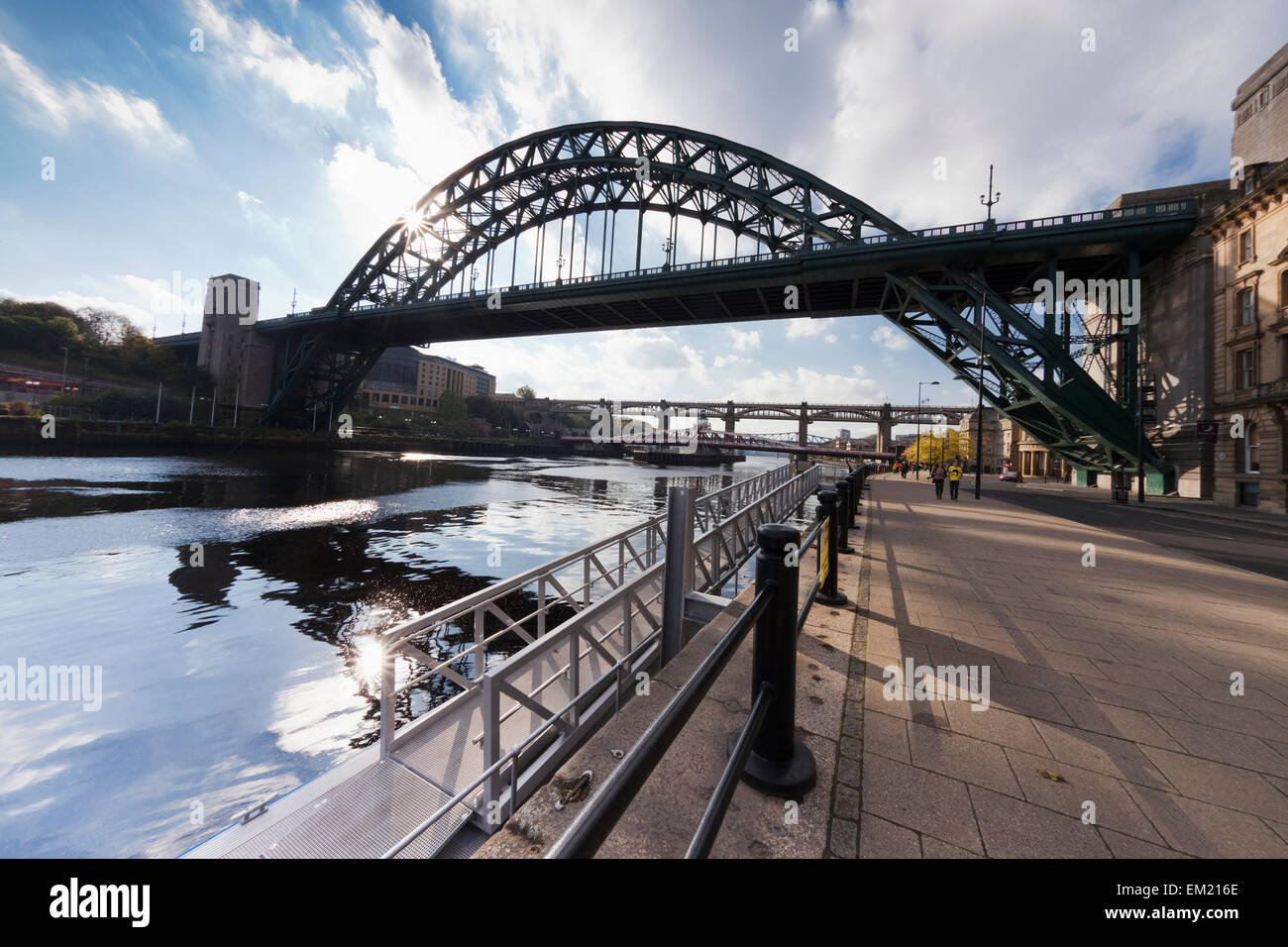 Tyne Bridge And The Promenade Beside River Tyne; Newcastle ...