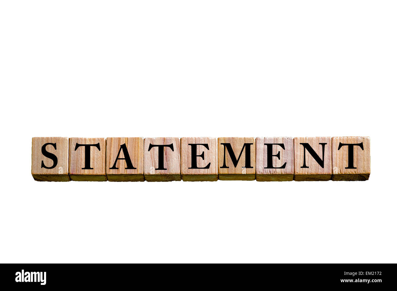 Word STATEMENT. Wooden small cubes with letters isolated on white ...