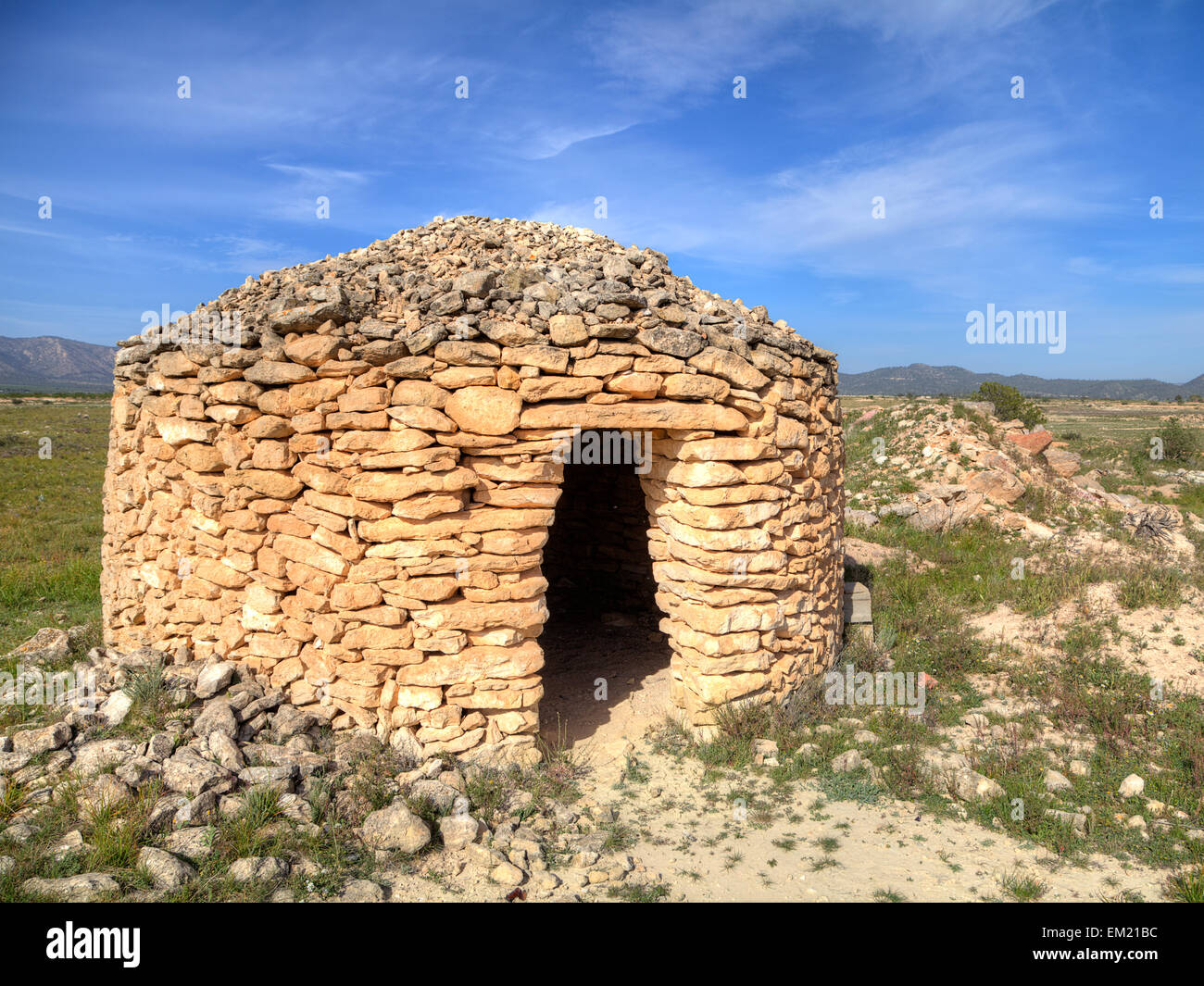 Stone built shepherd's hut in the Alicante region of Spain, used as ...