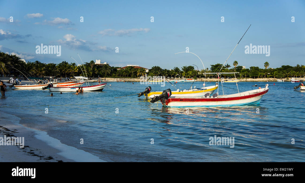 Mexico's Maya Riviera and fishing boats by the ocean Stock Photo - Alamy