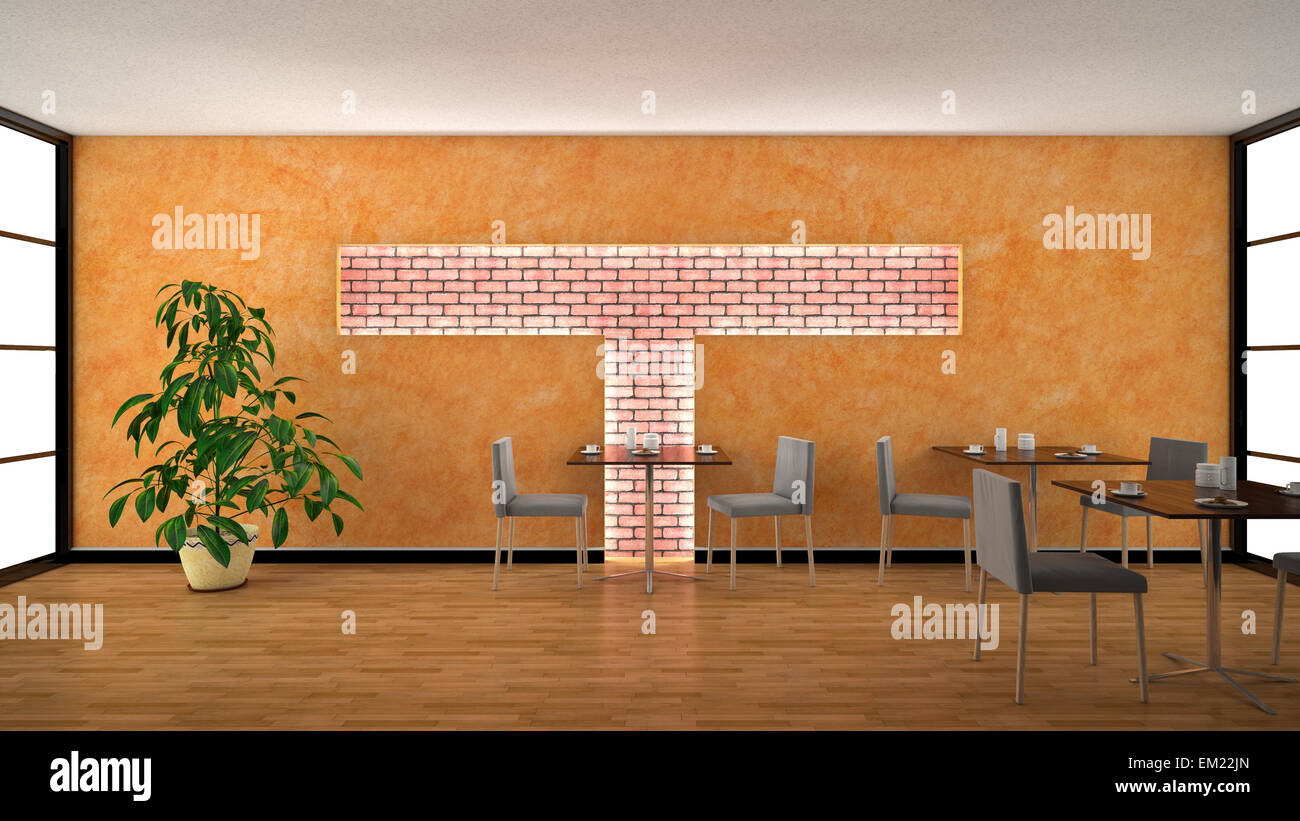 Interior rendering of a bar with textures Stock Photo - Alamy