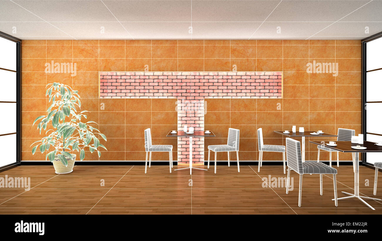 Interior rendering of a bar with textures Stock Photo - Alamy
