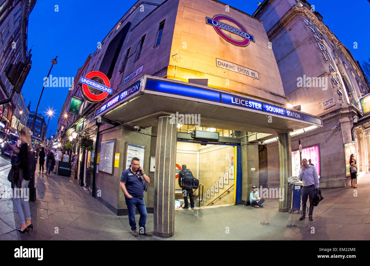 Leicester Square Underground Station at Night London UK Stock Photo - Alamy