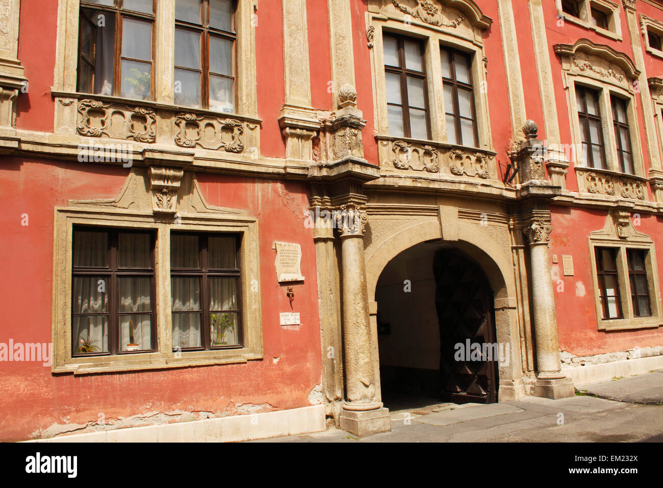 Pink Building In The Old Town Square; Sopron Gyor-Moson-Sopron Hungary ...