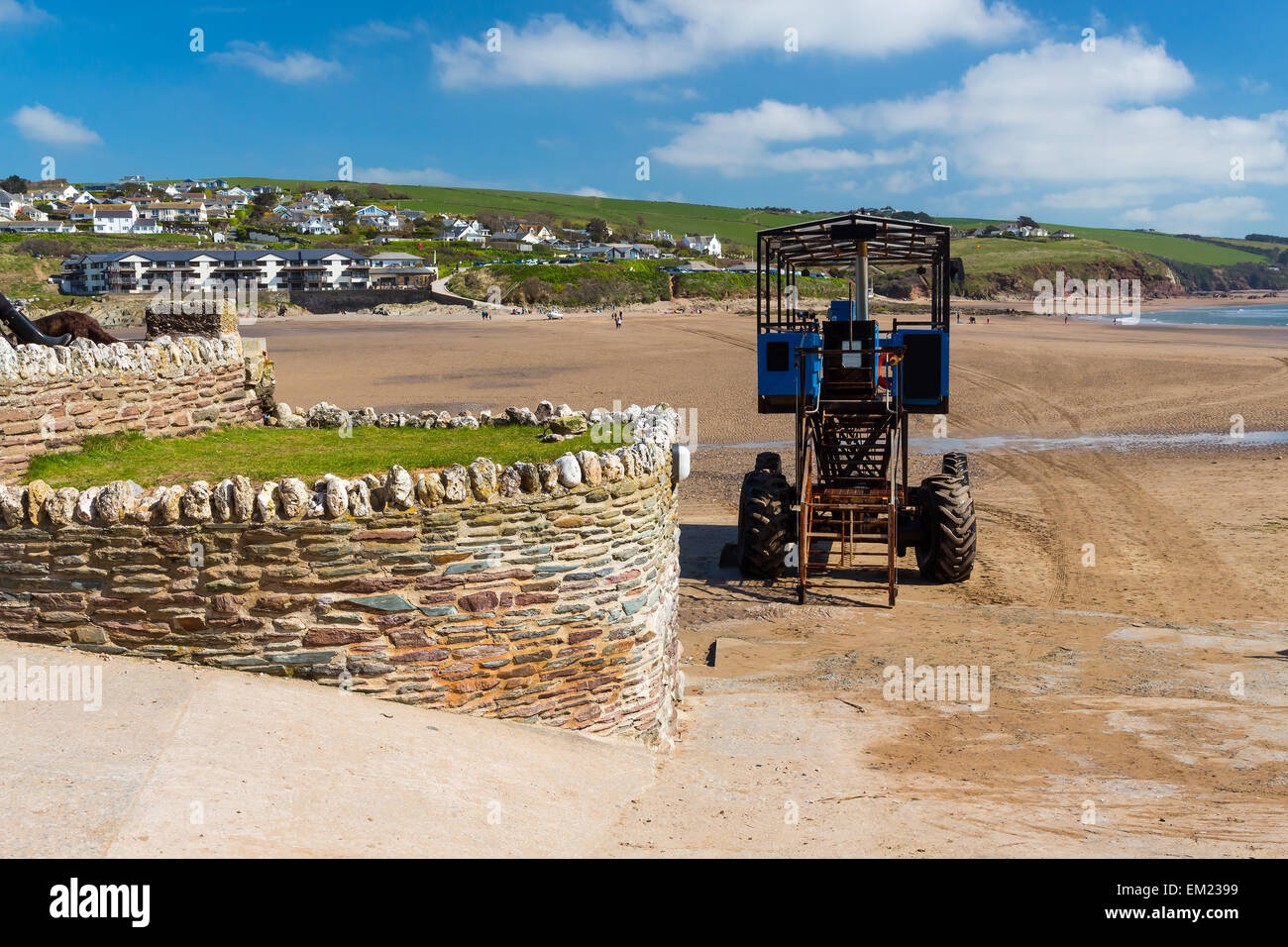 Sea tractor that links Burgh Island to Bigbury-on-Sea Devon England UK ...