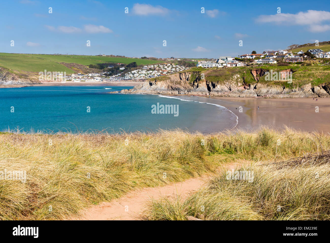 View towards Challaborough Bay from Burgh Island, South Hams Devon ...