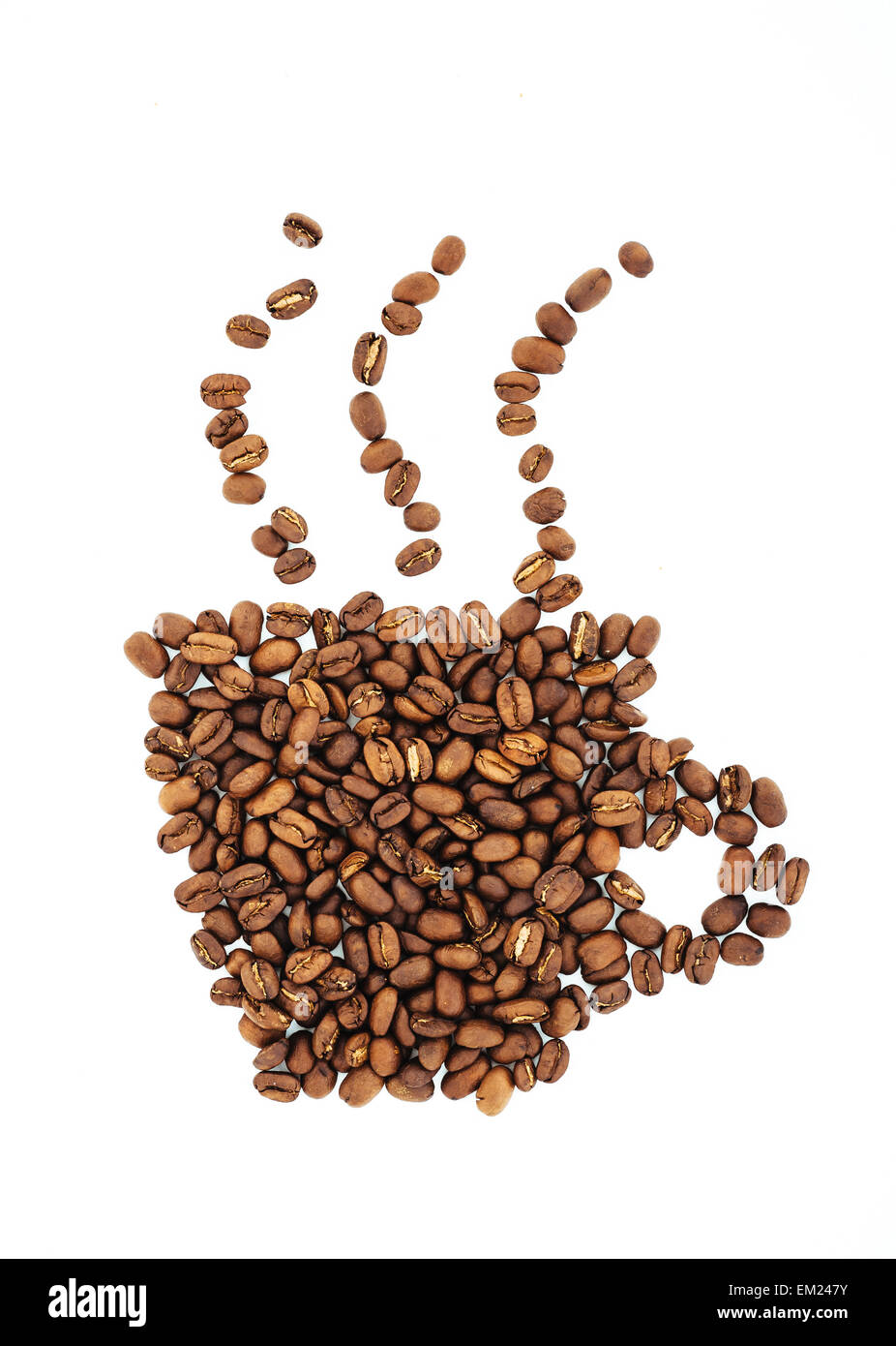 Coffee Cup And Steam Made From Beans Grain Isolated On White