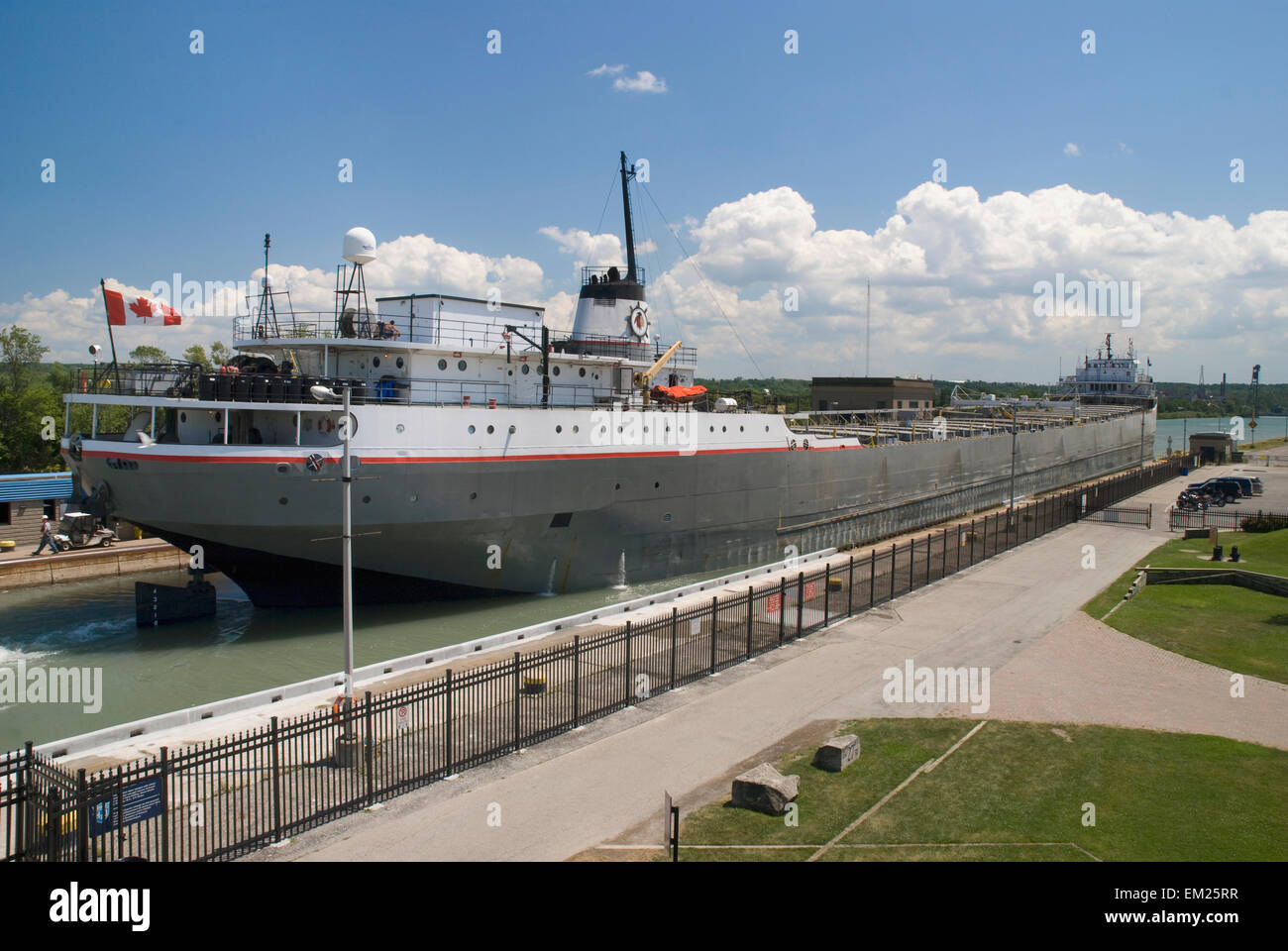 Merchant Ship Going Through A Lock; St. Catharines Ontario Canada Stock ...