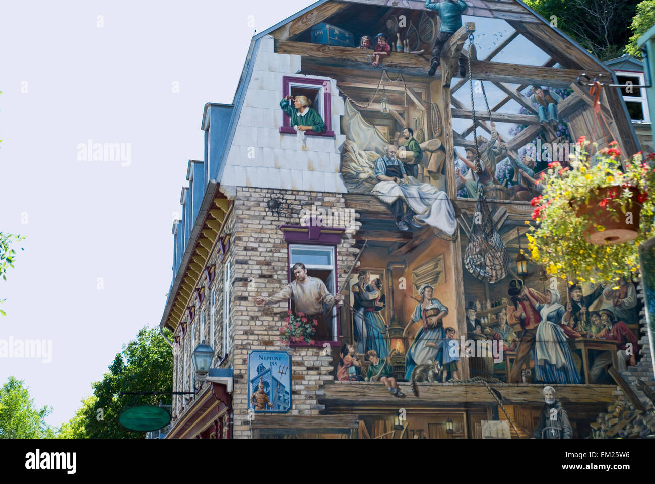 Mural On The Side Of A Building; Quebec City Quebec Canada Stock Photo ...