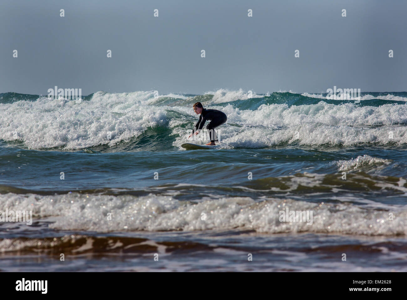 A young boy from Stockholm,Sweden take part of Surf Berberes surfing ...