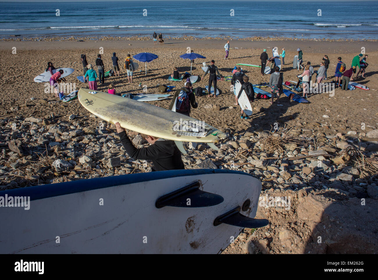 A group of people at the beach in Morocco Stock Photo - Alamy