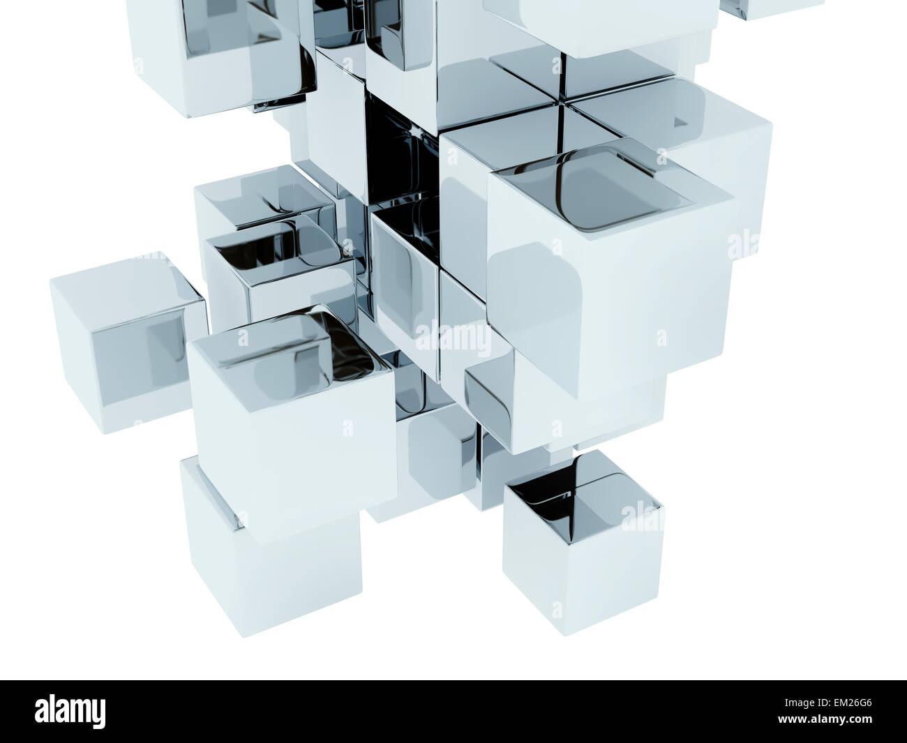 metallic cubes on white background. digitally generated image Stock ...