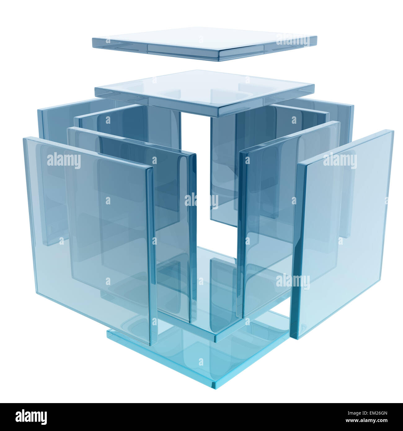 glass cube composed by smaller glass squares Stock Photo - Alamy