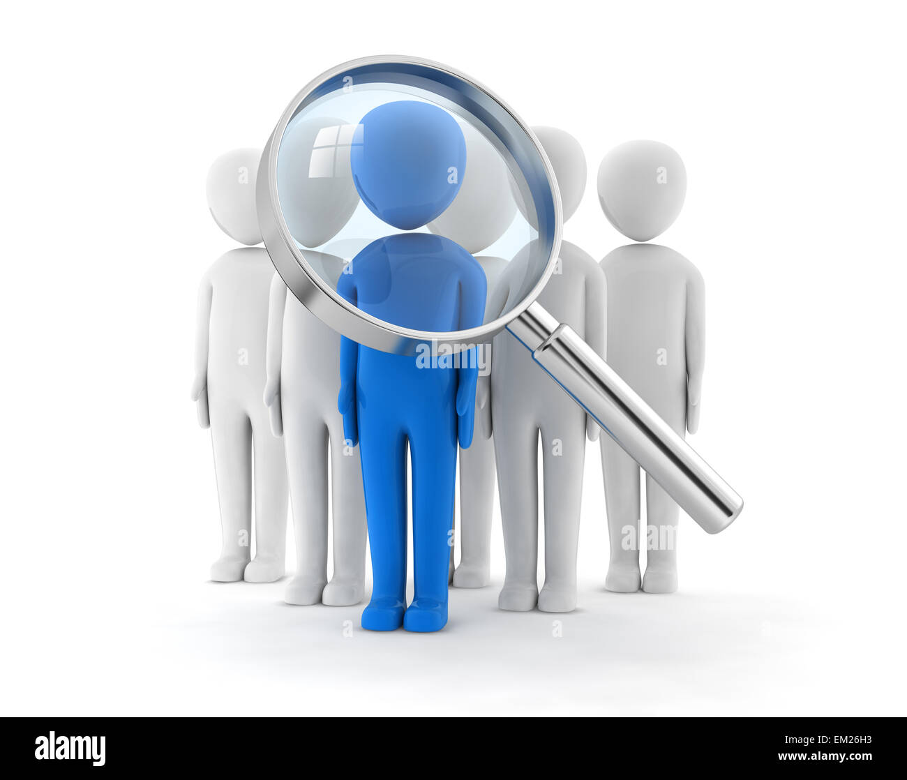 A blue people model placed observably in a group of white people Stock ...