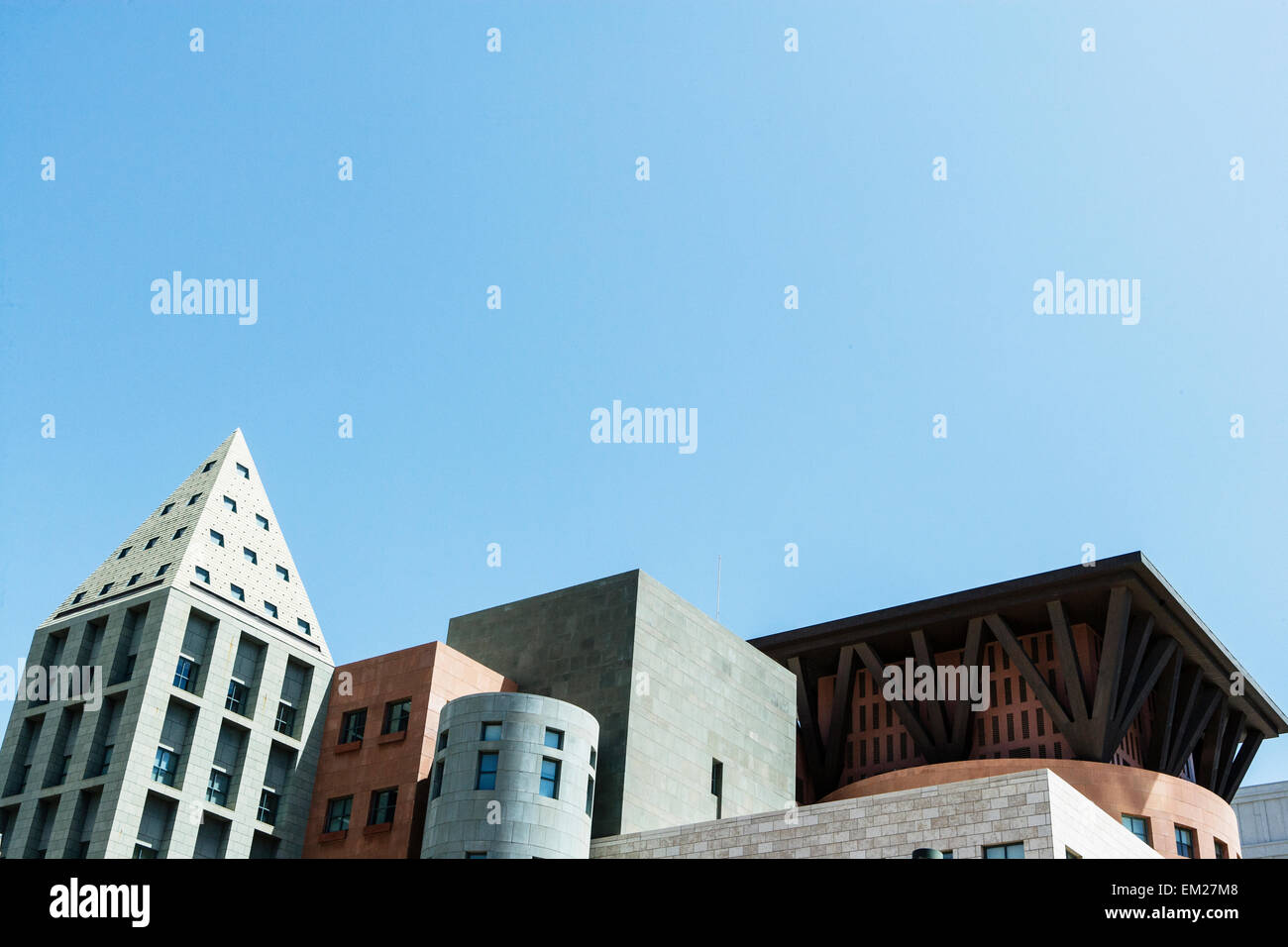 Different shaped buildings in downtown Stock Photo - Alamy