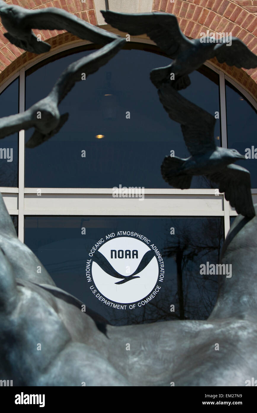 An exterior view of the headquarters of the National Oceanic and ...